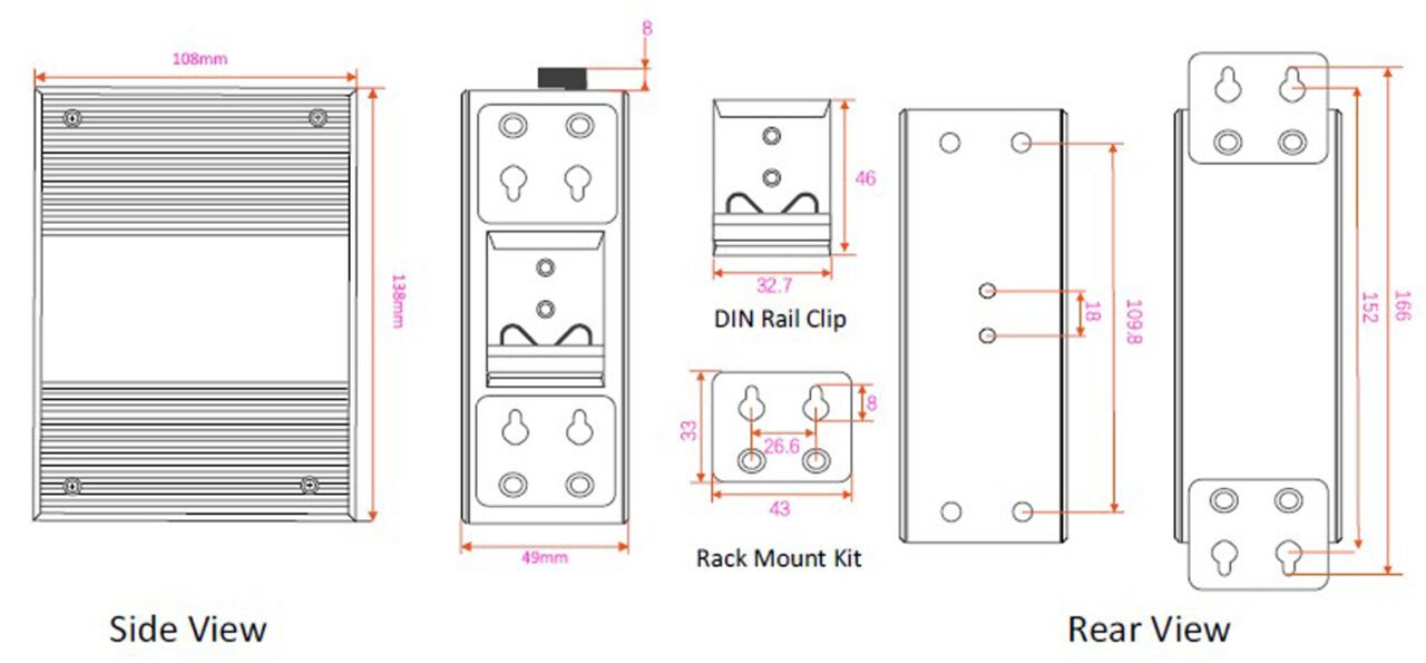 PIGE-8BT-4R 12 Port PoE b/t Industrial Ethernet Switch